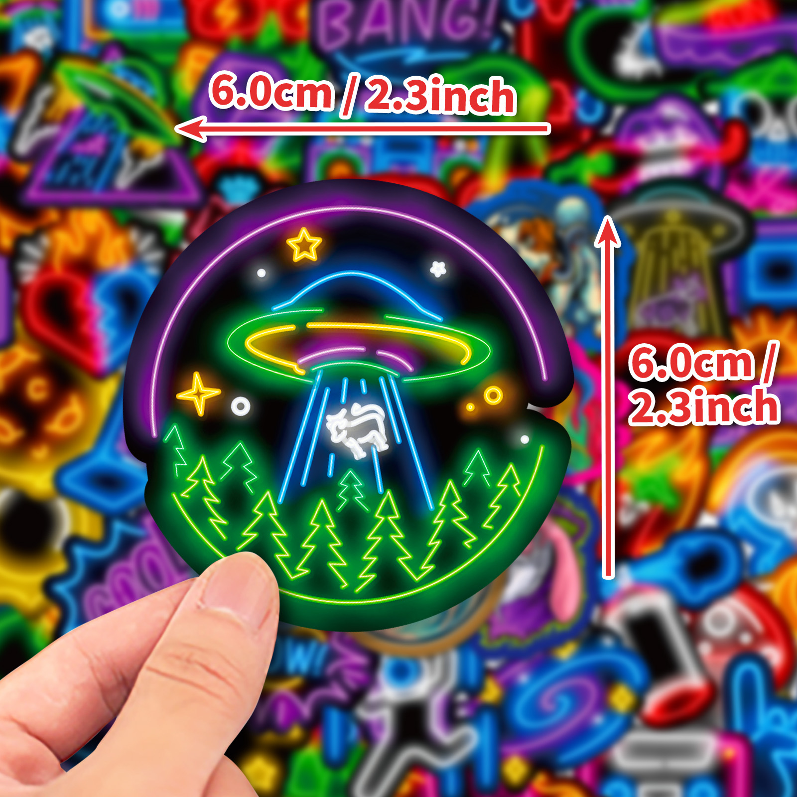 10/25/50pcs Mixed Neon Light Cartoon Stickers for ... – Grandado
