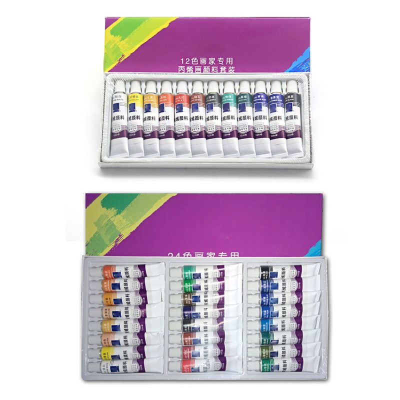 12ml 12/24 Color Acrylic Paints Set Hand Painted W... – Grandado