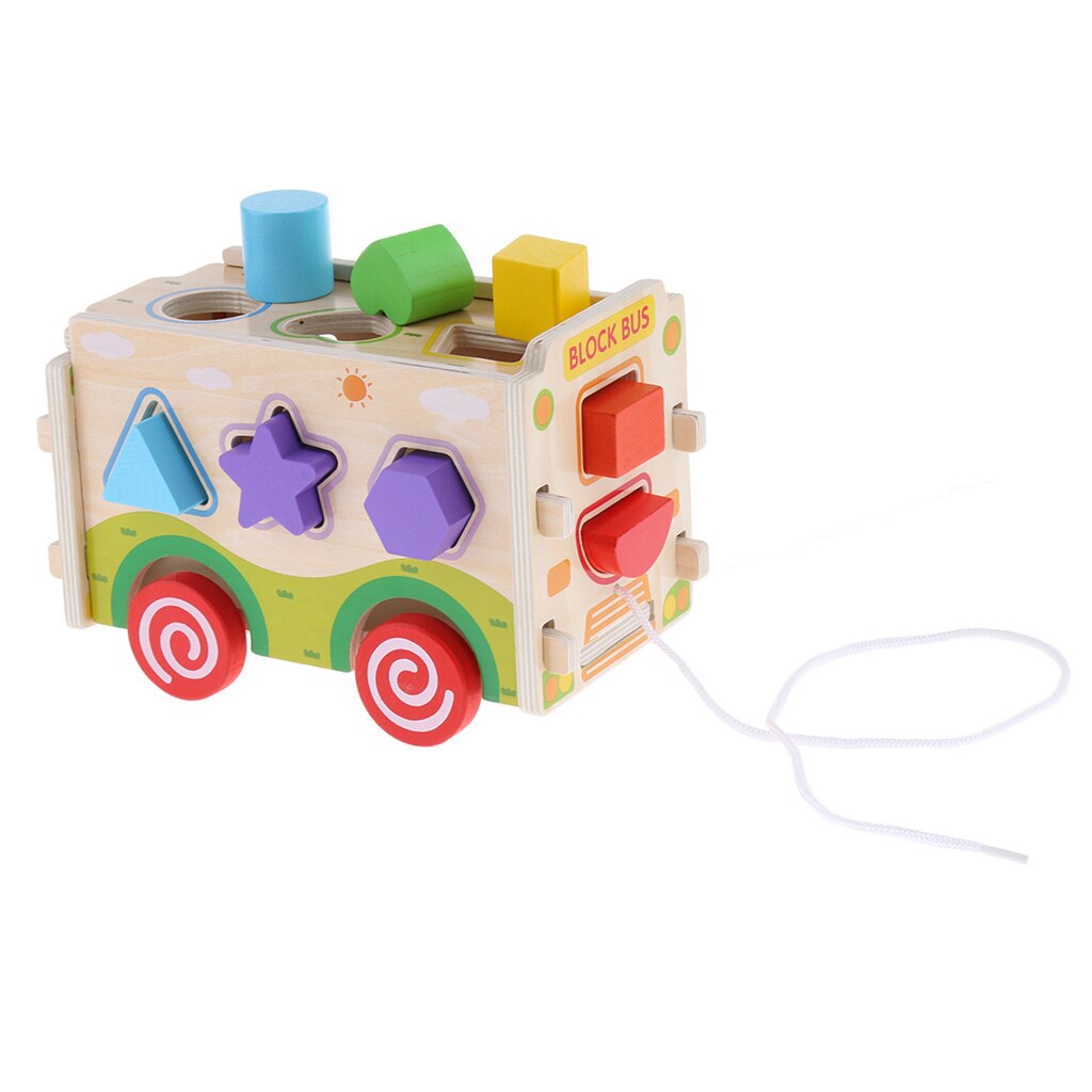 Wooden SHAPE SORTER BUS Push Along Baby Toddler Ki... – Grandado