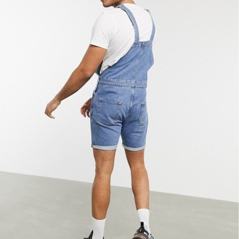 Vintage Mannen Denim Ripped Shorts Overalls Plus S... – Grandado