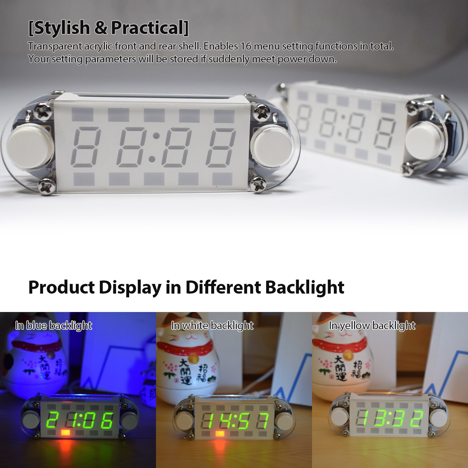 4-Ziffer Digital Uhr DIY Bausatz LED Mischfarbe Ni... – Grandado