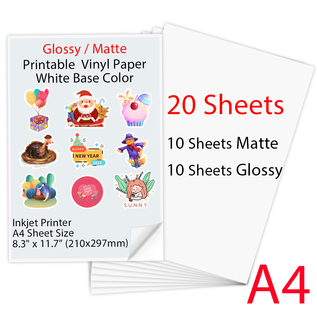 10 20sheets Matte Printable Vinyl Sticker Papier – Vicedeal