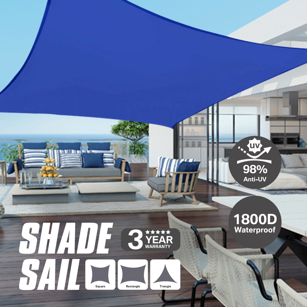 Waterproof Blue Oxford Sun Shade Sail Rectangle Tr... – Grandado