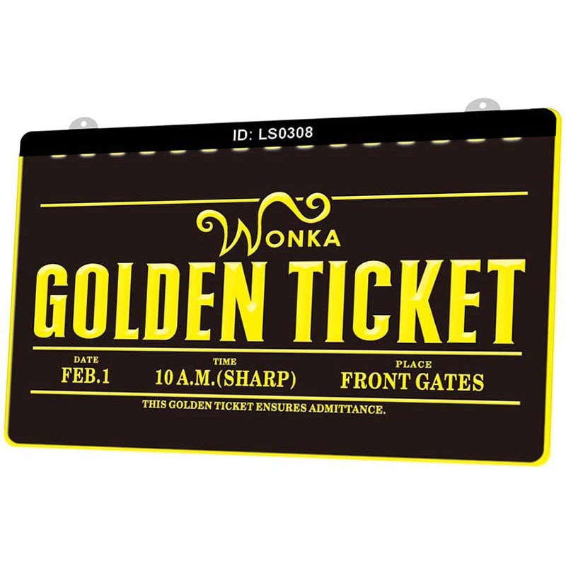 LS0308 Wonka Golden Ticket 3D Engraving LED Light ... – Grandado