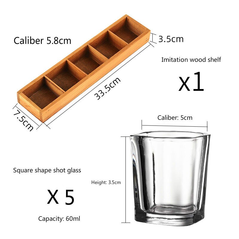60ml Square Shot Glass Bar Set Imitation Wood Wine... – Grandado