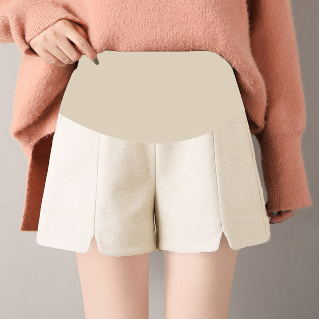 603 Autumn Winter Woolen Maternity Shorts Wide Leg... – Vicedeal
