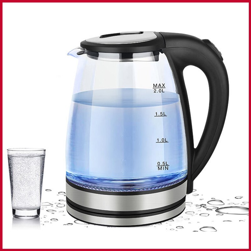Electric Glass Kettle with Blue LED Lighting, 2L B... – Grandado