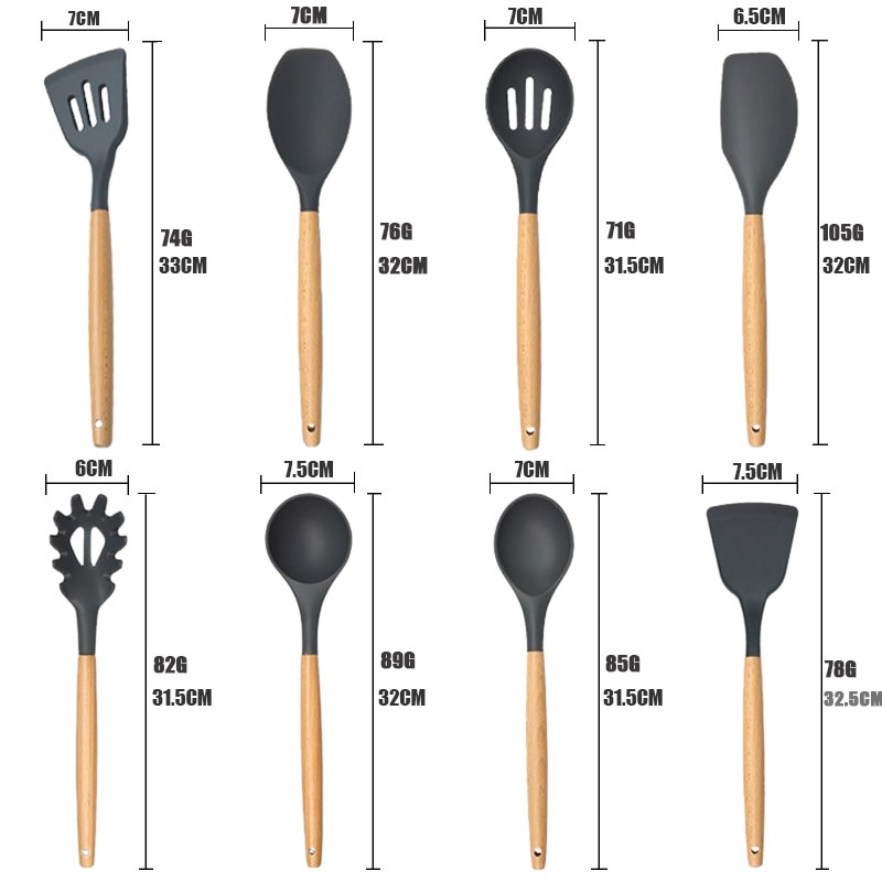 TEENRA 8Pcs Food grade Silicone Kitchen Utensils S... – Vicedeal