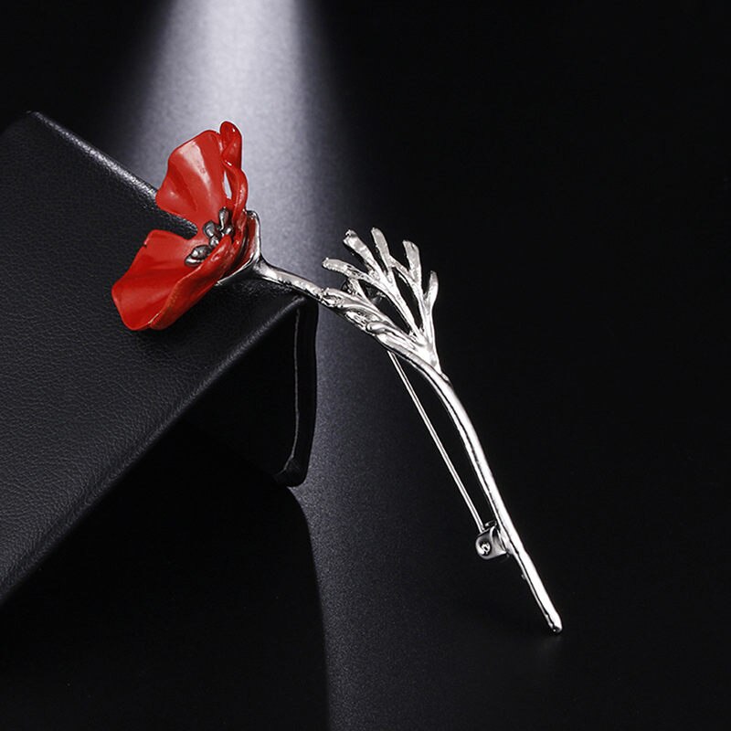 Red Poppy Flower Brooch Vintage Collar Pins For Wo... – Grandado