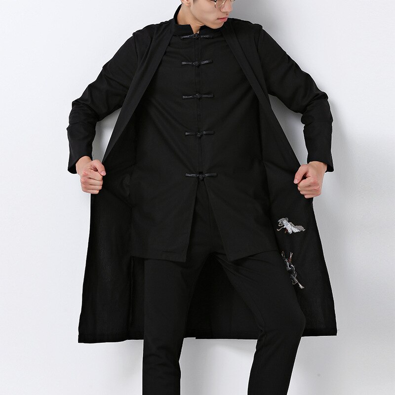 Mens Traditionele Chinese Lange Geul Herfst Katoen... – Grandado