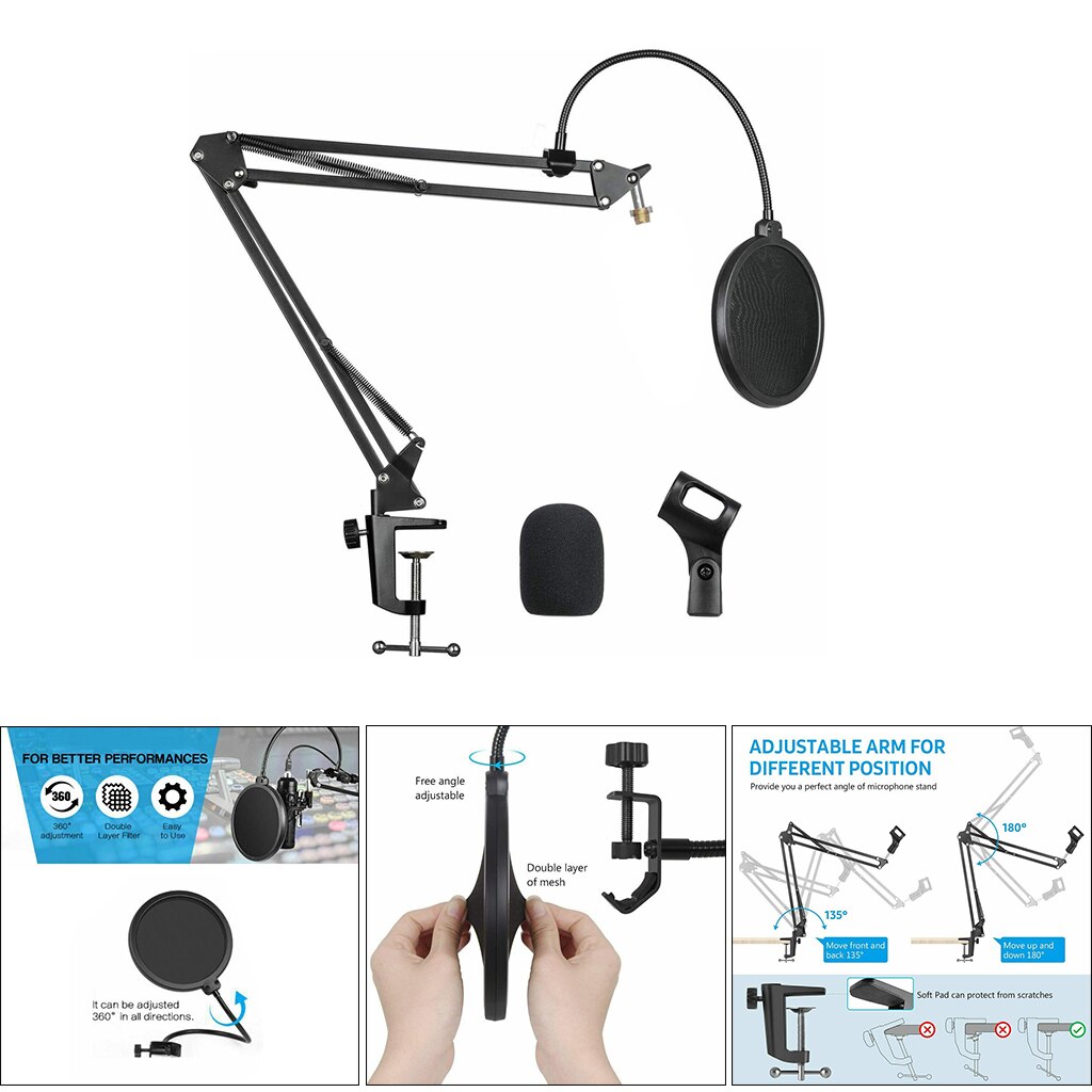 Microphone Stand Adjustable Boom Scissor Mic Stand... – Grandado