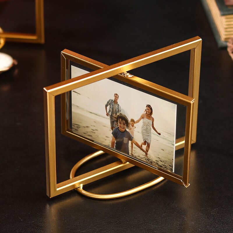 Nordic Geometric Metal Glass Photo Frames Desktop ... – Grandado