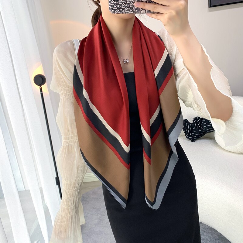 90cm * 90cm Scarf Lady Shawl Printed Silk Felt Hea... – Grandado