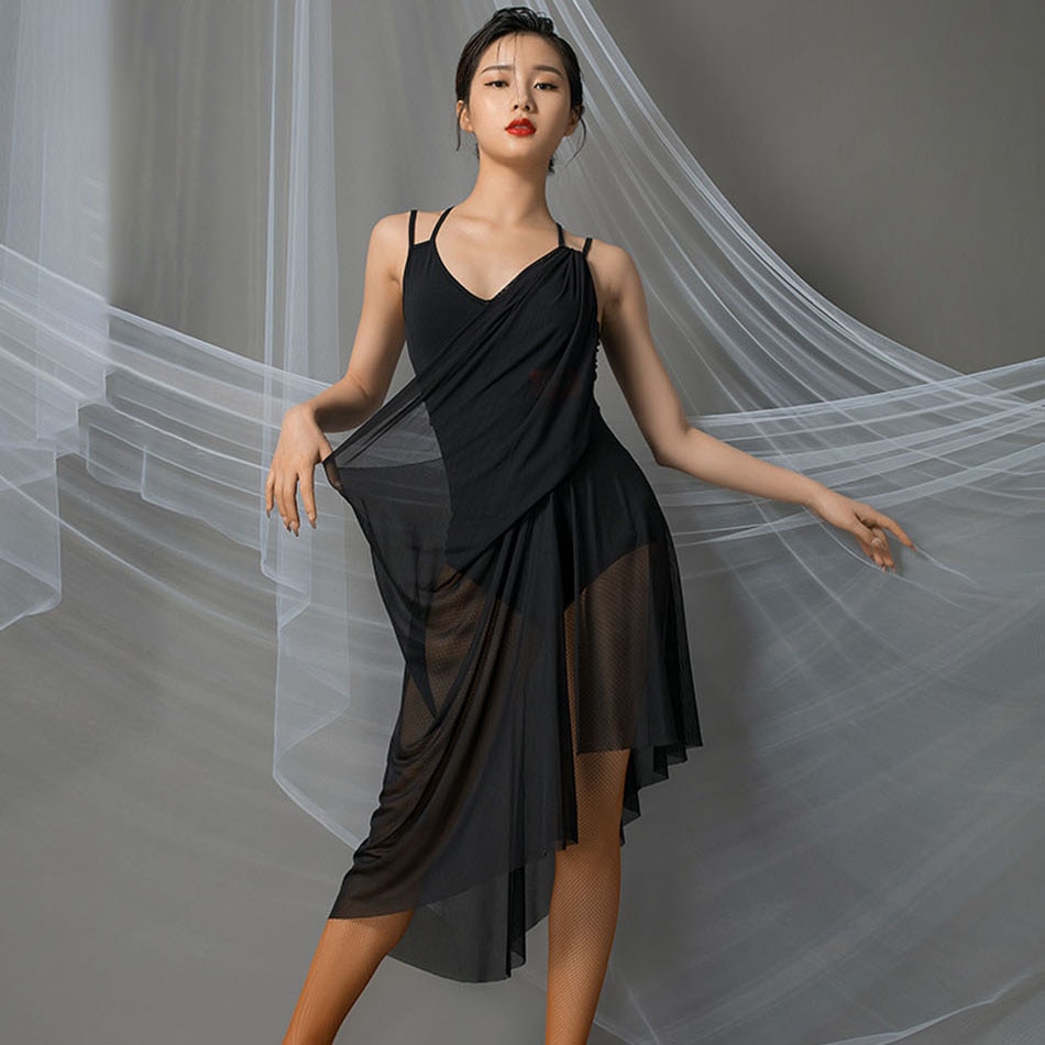 Latin Dance Dress Women Bare Back V Neck Latin Dan... – Vicedeal