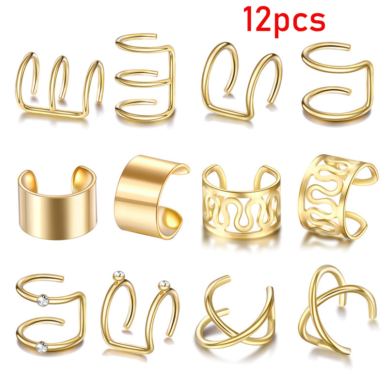 12pcs/set Punk Rock Ear Clip Cuff Wrap Earrings No... – Grandado