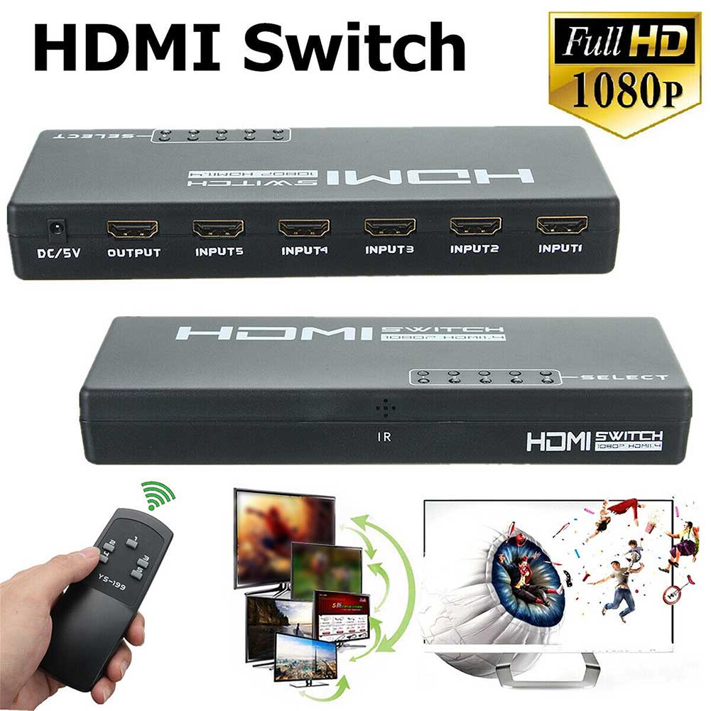 5 Port 1080P Video HDMI Switch Switcher Selector S... – Grandado