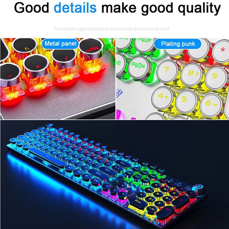 Punk Gaming Mechanical Keyboard Metal Panel Round ... – Grandado