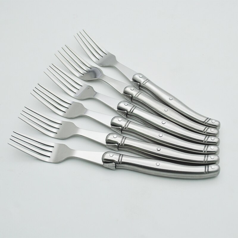 Laguiole Stainless Steel Steak Forks set Silver Di... – Grandado