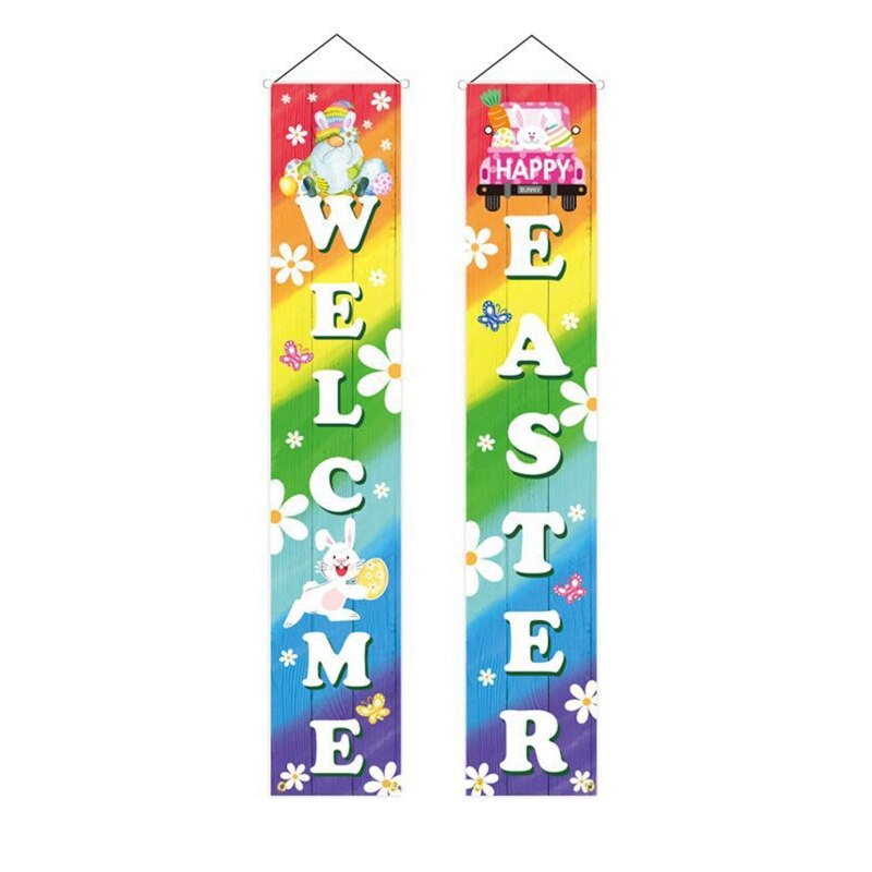 Welcome Happy Easter Front Door Vertical Sign Hang... – Grandado