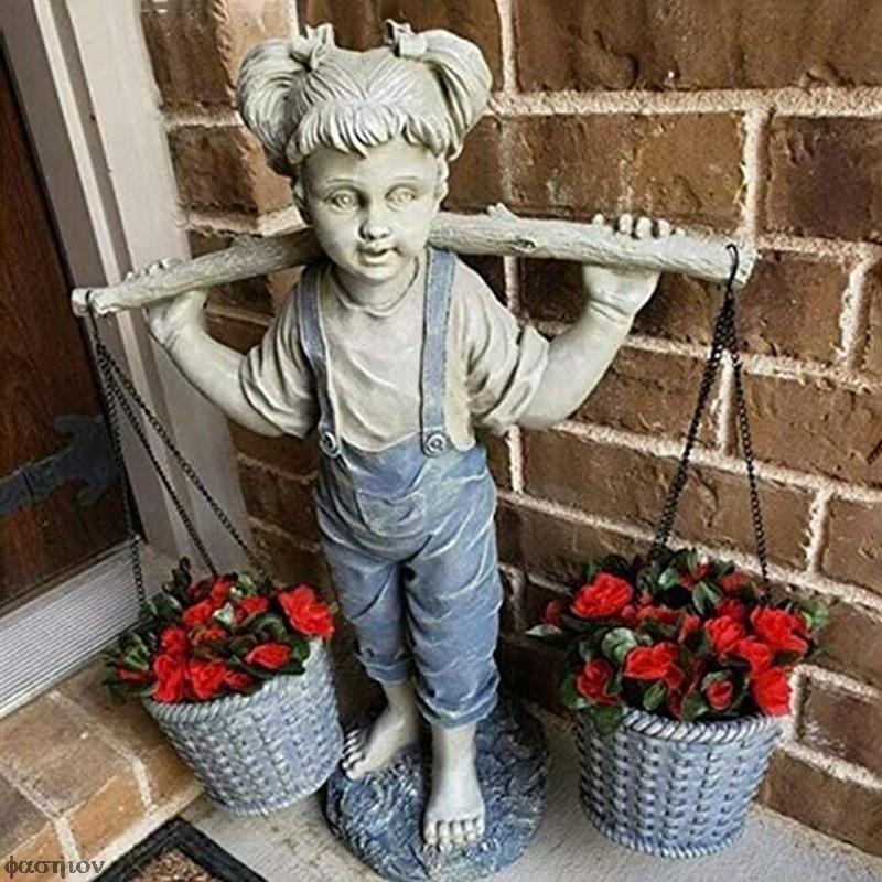Little Girl Carrying Flowers Statue Garden Sculptu... – Grandado