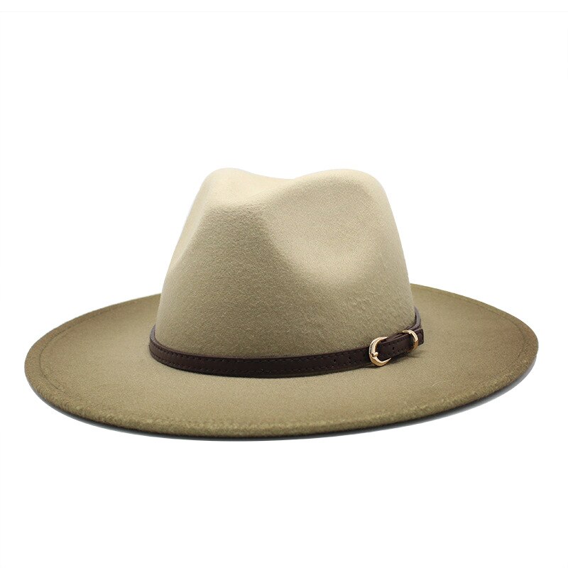Two-color gradient Wool Felt Fedora Hats with Thin... – Grandado
