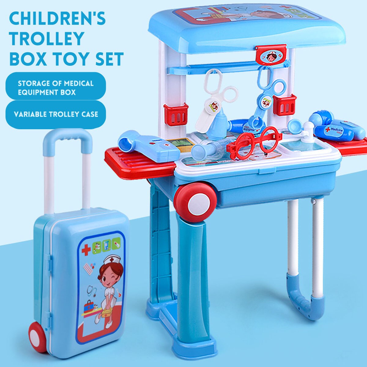 3 Type Toddler Kids Trolley Case Suitcase Pretend ... – Vicedeal