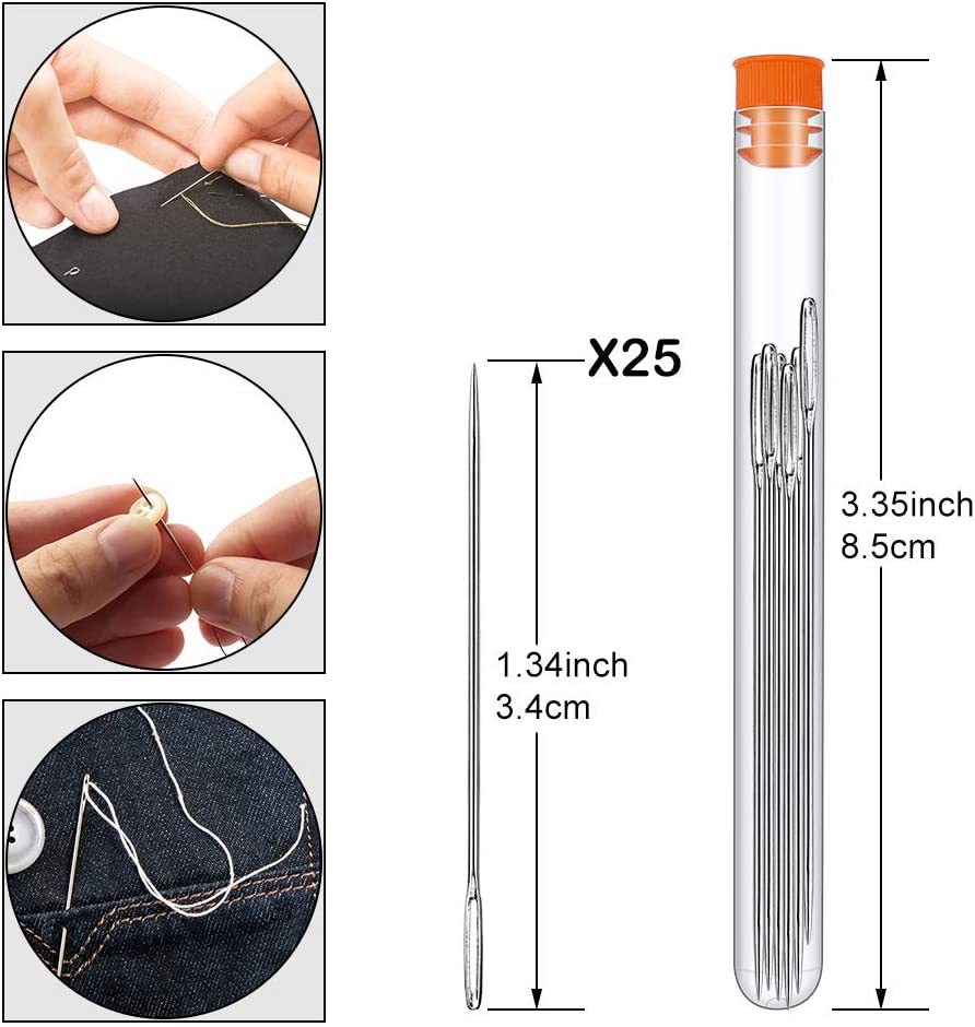 Nonvor 25 PCS Large Eye Sewing Needles, Handmade L... – Grandado