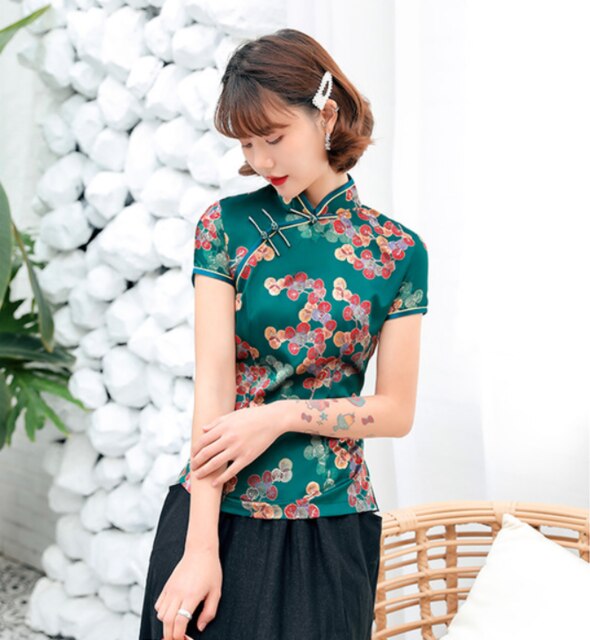 Chinese Traditional Women Tops Cheongsam Shirts Cl... – Grandado