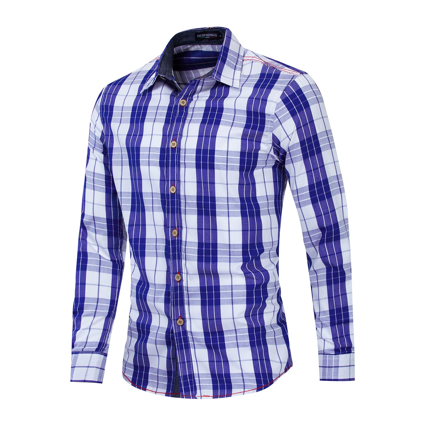 Zomer Lange Mouwen Mannen Plaid Shirts Slim Fit Ma... – Grandado