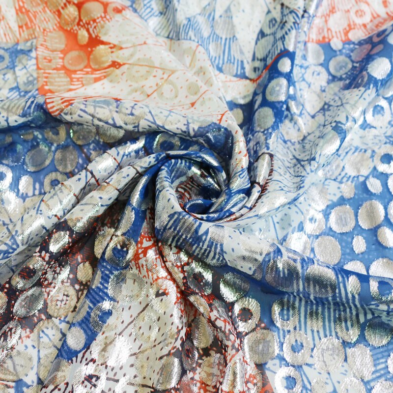 100cm * 110cm Patchwork Silk Georgette Gaze Silber... – Grandado