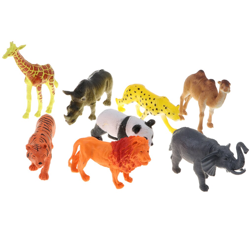 LOT 8 Plastic Zoo Animal Giraffe Panda Camel Model... – Grandado