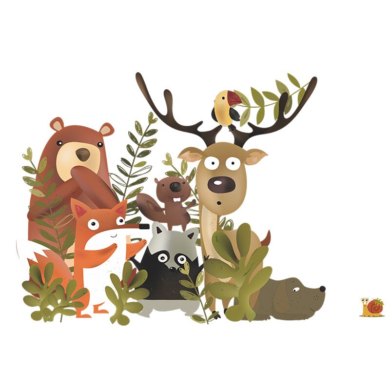 Cartoon Forest Animals Wall Stickers for Kids room... – Grandado
