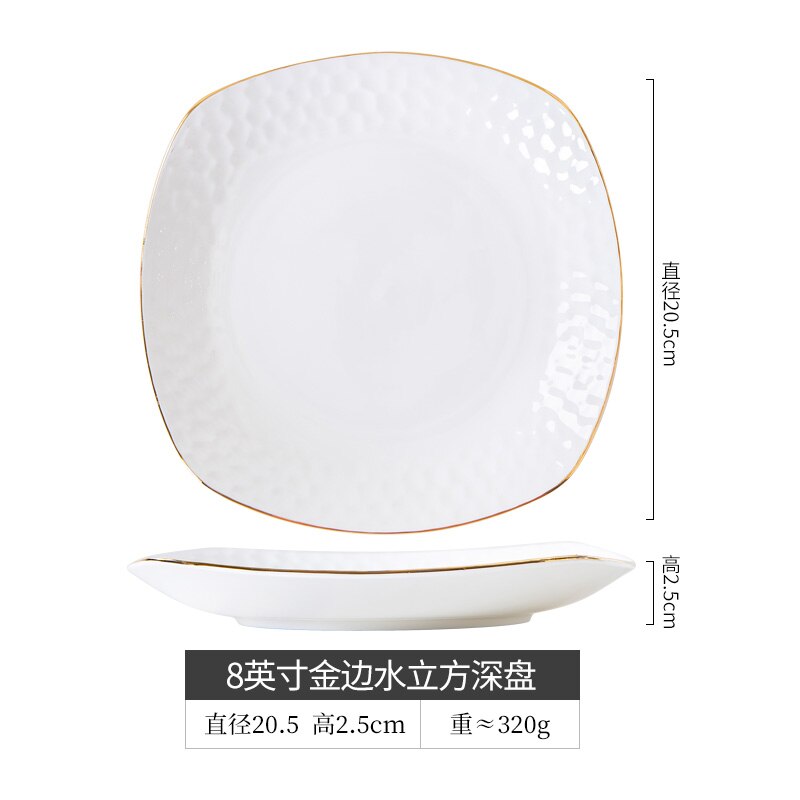 Golden Rim Bone China dinner Plates Household Dail... – Vicedeal
