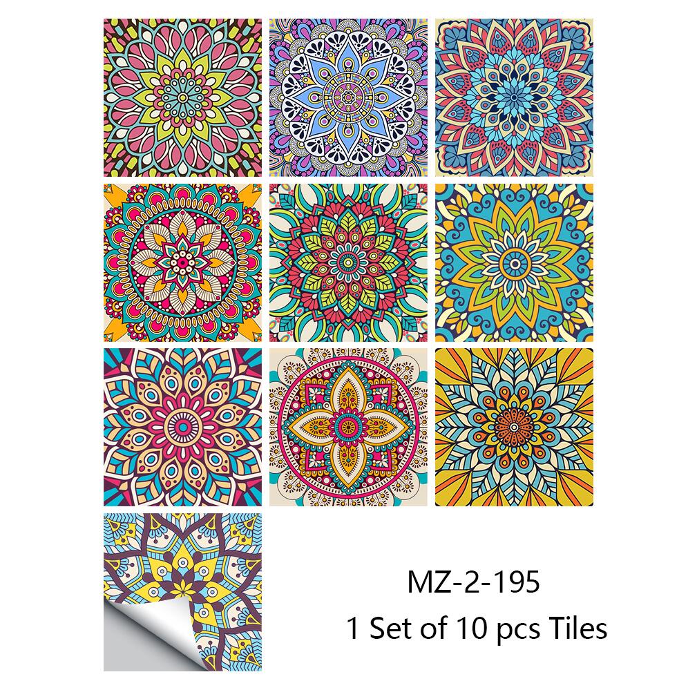 Colorful Mandala Style Tiles Sticker Kitchen Bathr... – Grandado