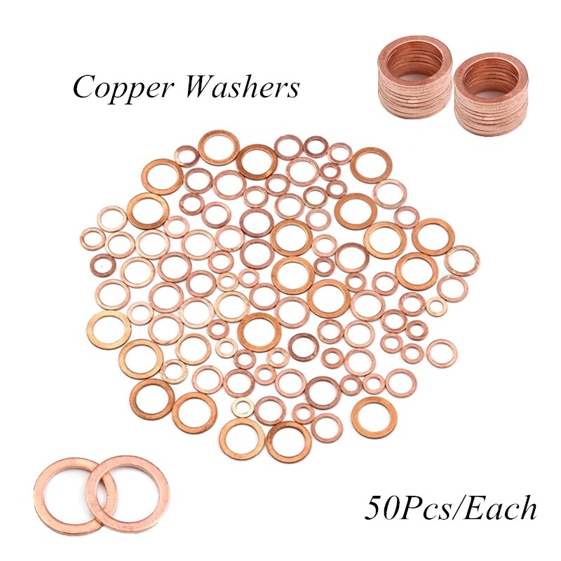 50PC 6Sizes Copper Sealing Washer Solid Gasket Sum... – Vicedeal
