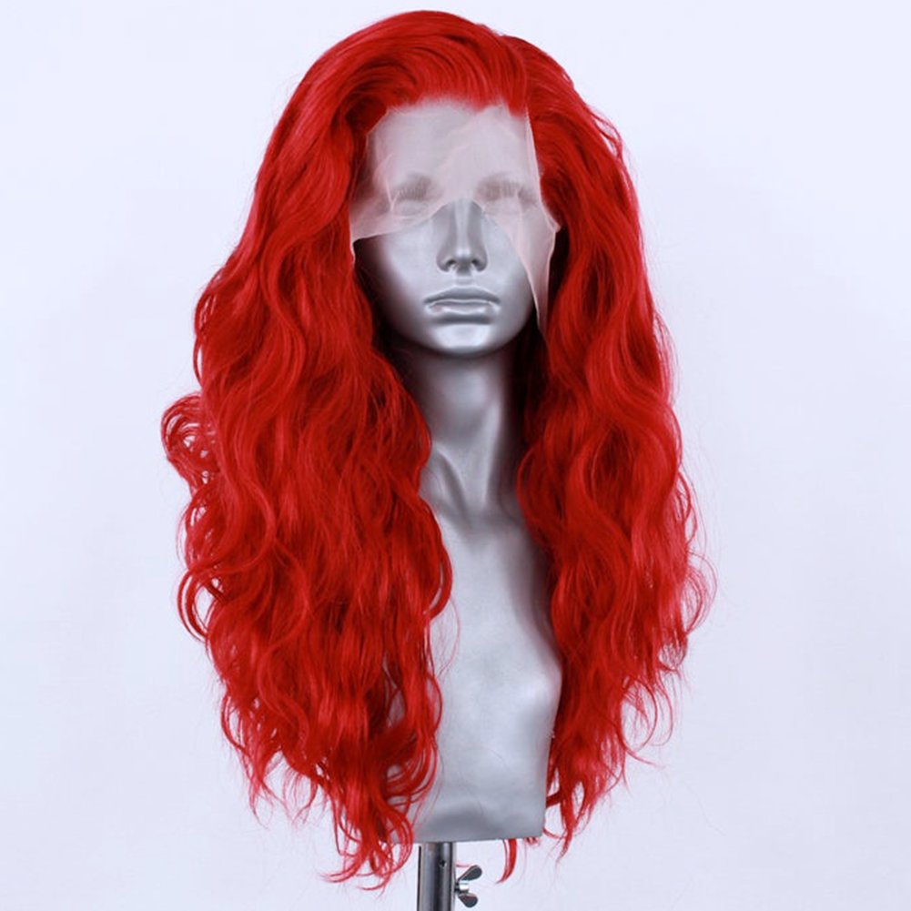 RONGDUOYI Natural Wave Lace Front Wig Red Hair Syn... – Vicedeal