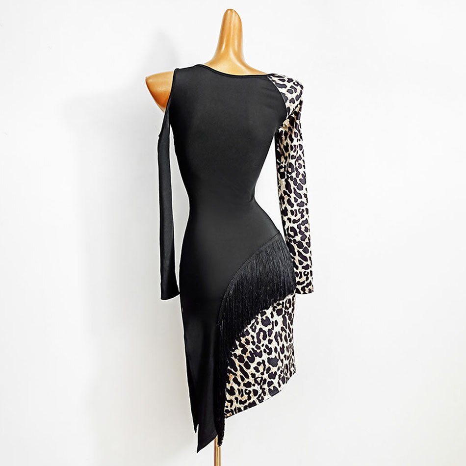 Leopard Patchwork Latin Dance Dress Women Tassel F... – Grandado