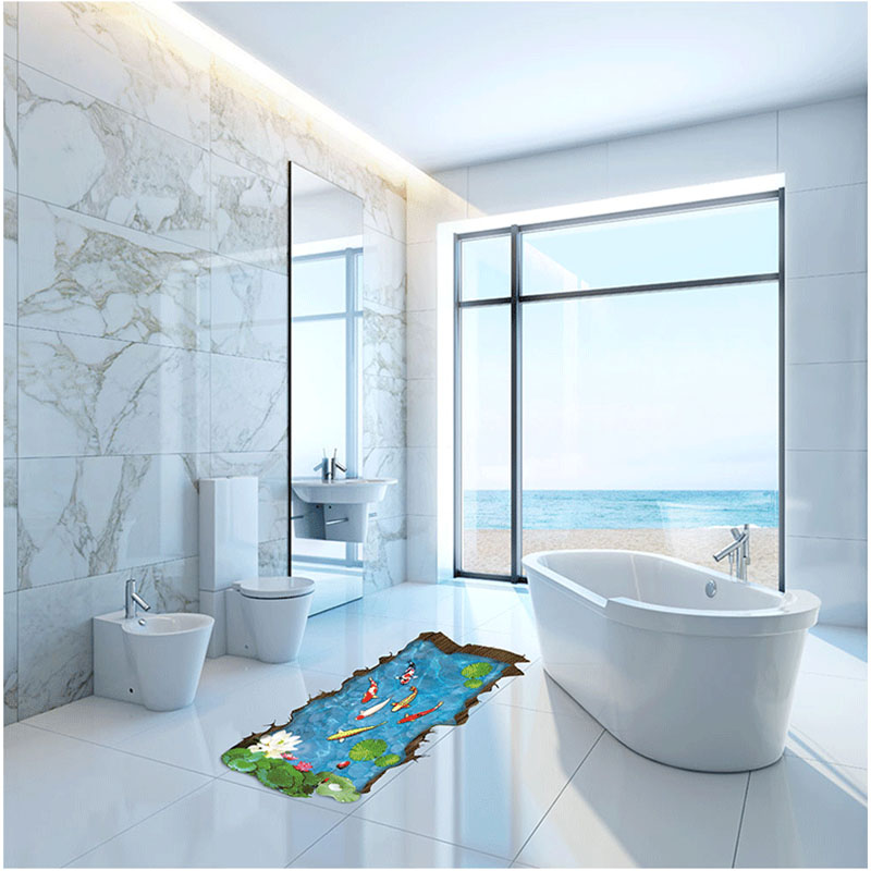 3D Wall Stickers Simulation Lotus Pond Fish Wall D... – Vicedeal