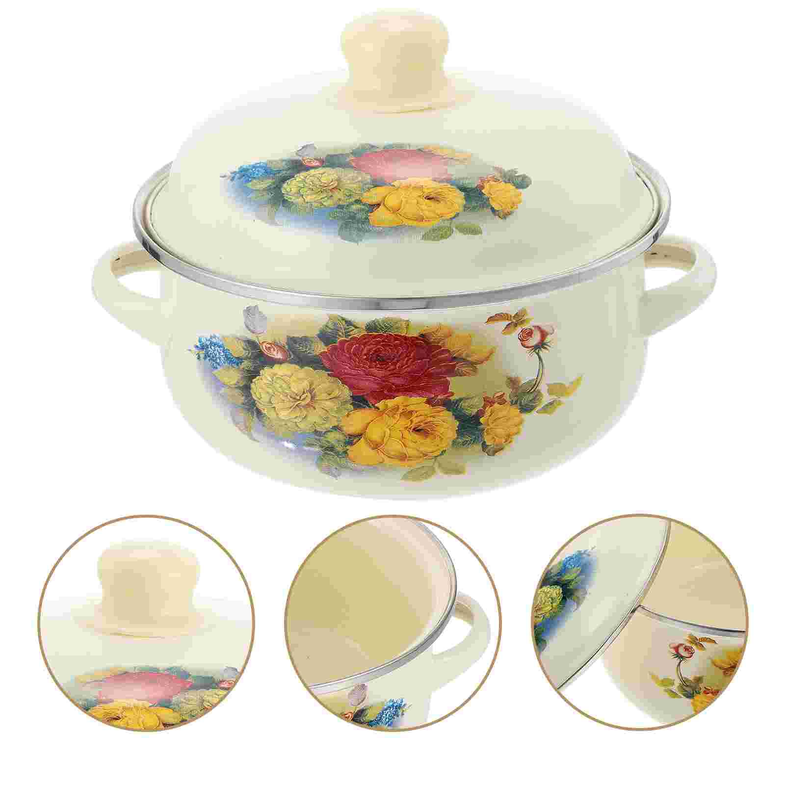 Kitchen Enamel Stewing Pot Lidded Cooking Pot Soup... – Vicedeal