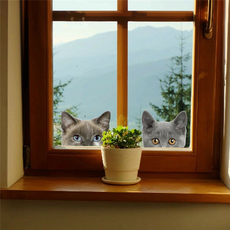 Grappige 3D Kat Hond Half Een Gezicht Gluren Auto ... – Vicedeal