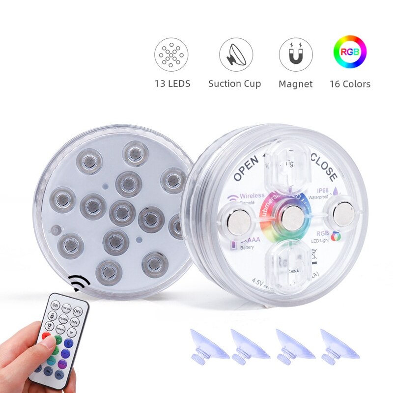 13 Led Rgb Submersible Licht Met Magneet En Zuigna... – Vicedeal