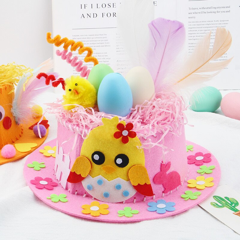 Happy Easter Children Handmade DIY Decoration Hat ... – Vicedeal