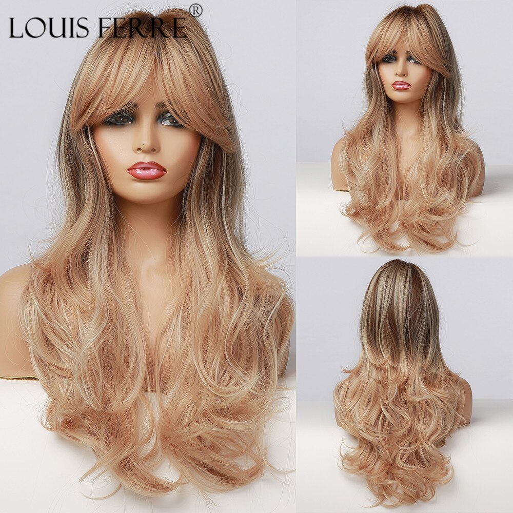 LOUIS FERRE Long Ombre Brown Honey Synthetic Wig w... – Grandado