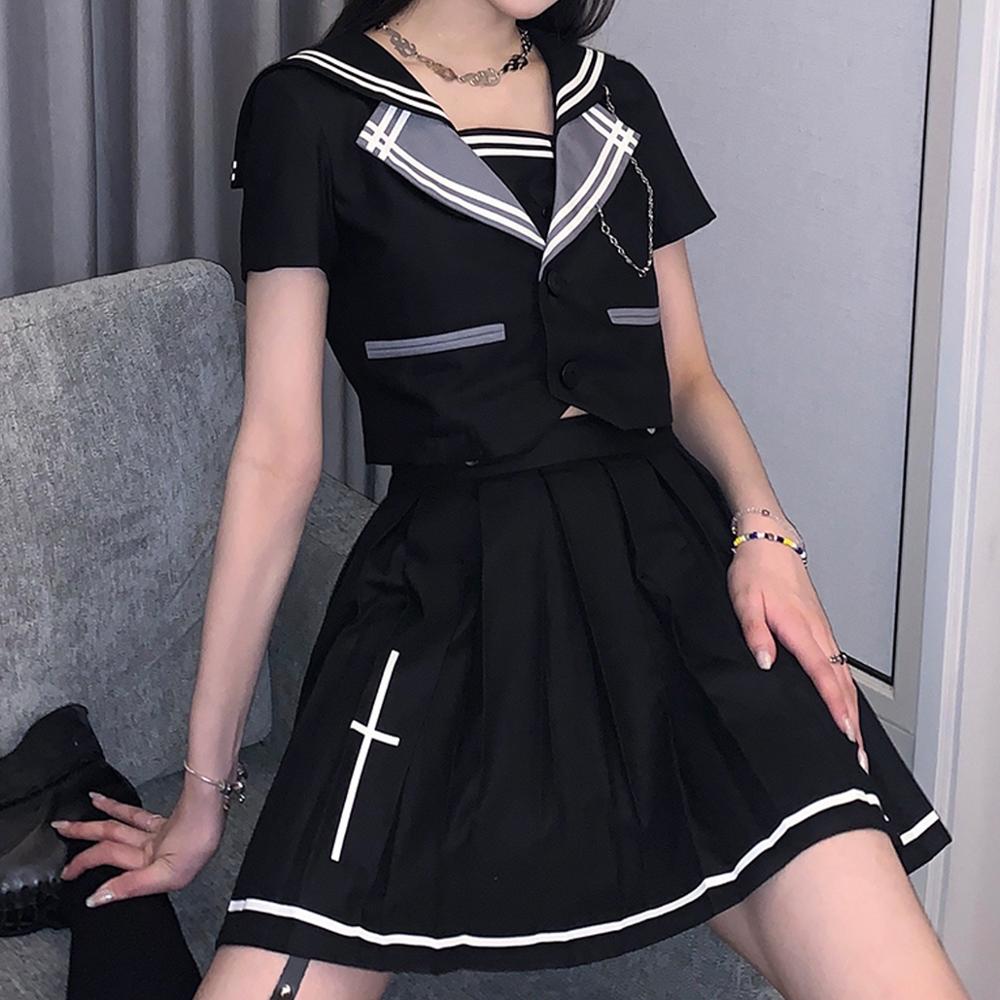 Dark Japanese JK uniform college style pleated ski... – Vicedeal