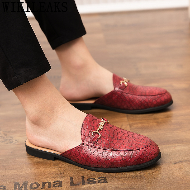 Mules Half Shoes For Men Leather Shoes Men Black L... – Grandado