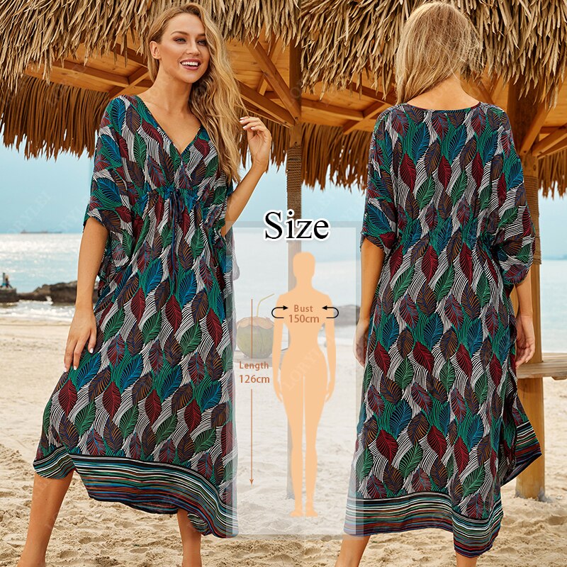 Cotton Beach Cover up Kaftans Sarong Bathing Suit ... – Grandado