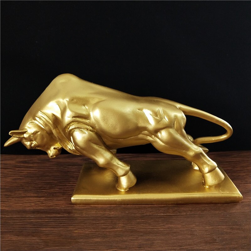 Gold Bull Statue Ornament Wall Street Cattle Sculp... – Grandado