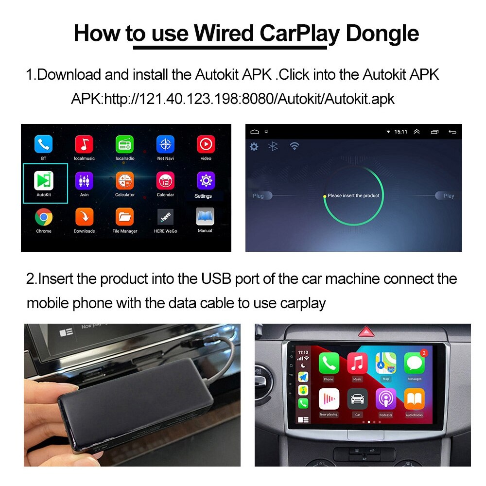 Sort usb carplay adapter dongle bil tv til ios and... – Grandado