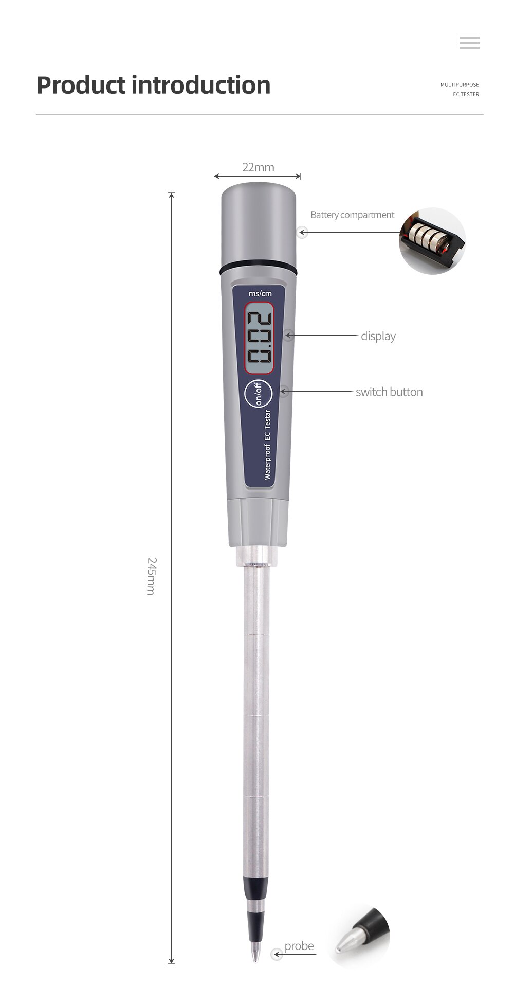EC-316 Digital Direct Soil EC Tester ATC Conductiv... – Vicedeal