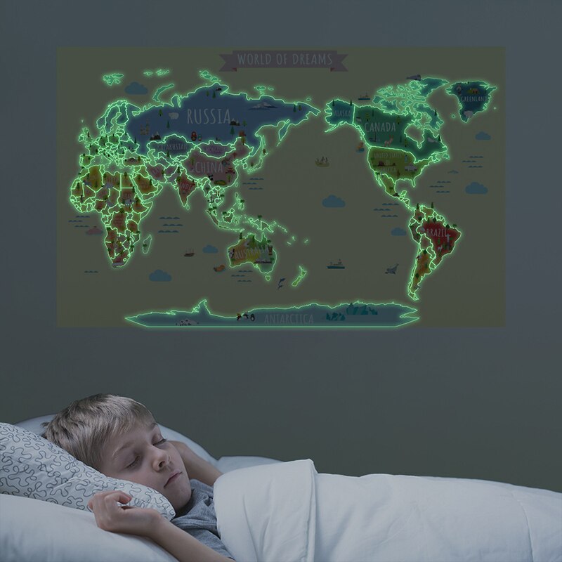 Luminous World Maps for Wall Removable Adhesive Wa... – Grandado